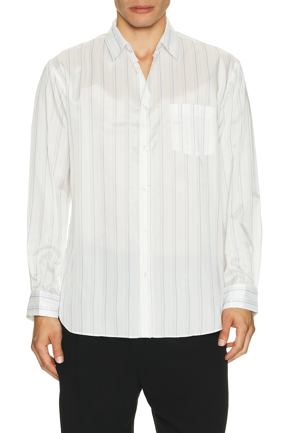 COMME DES GARÇONS comme des garcons shirt yarn dyed cupra stripe shirt in white